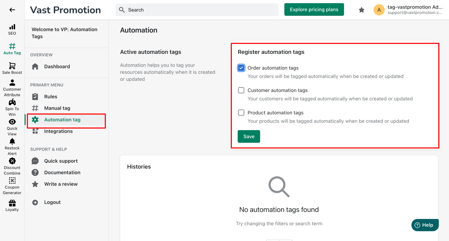 How to setup auto tags in VP: Automation Tags